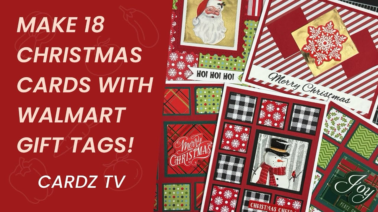 MAKE 18 CHRISTMAS CARDS USING WALMART GIFT TAGS | PART ONE - YouTube