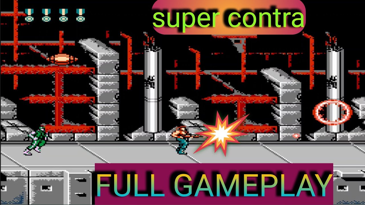 super contra game nes full gameplay in 30 lives - YouTube