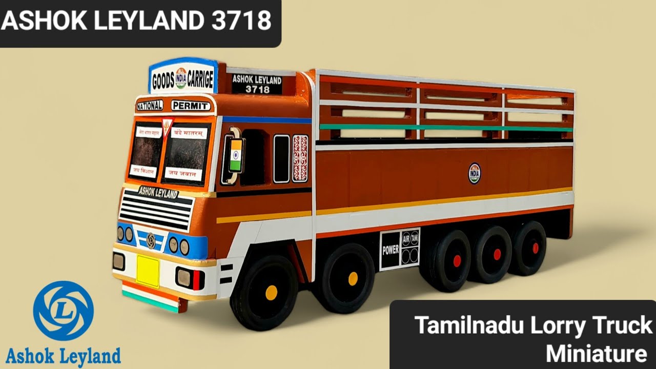 Truck Miniature Making Ashok Leyland Truck || Bs4 3718 Tamilnadu Lorry ...