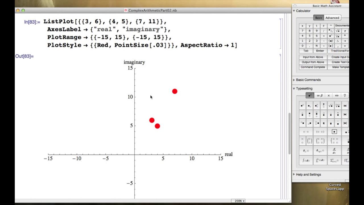 Complex Addition and the Parallelogram Law. Use ListPlot on Mathematica to make the plot. - YouTube