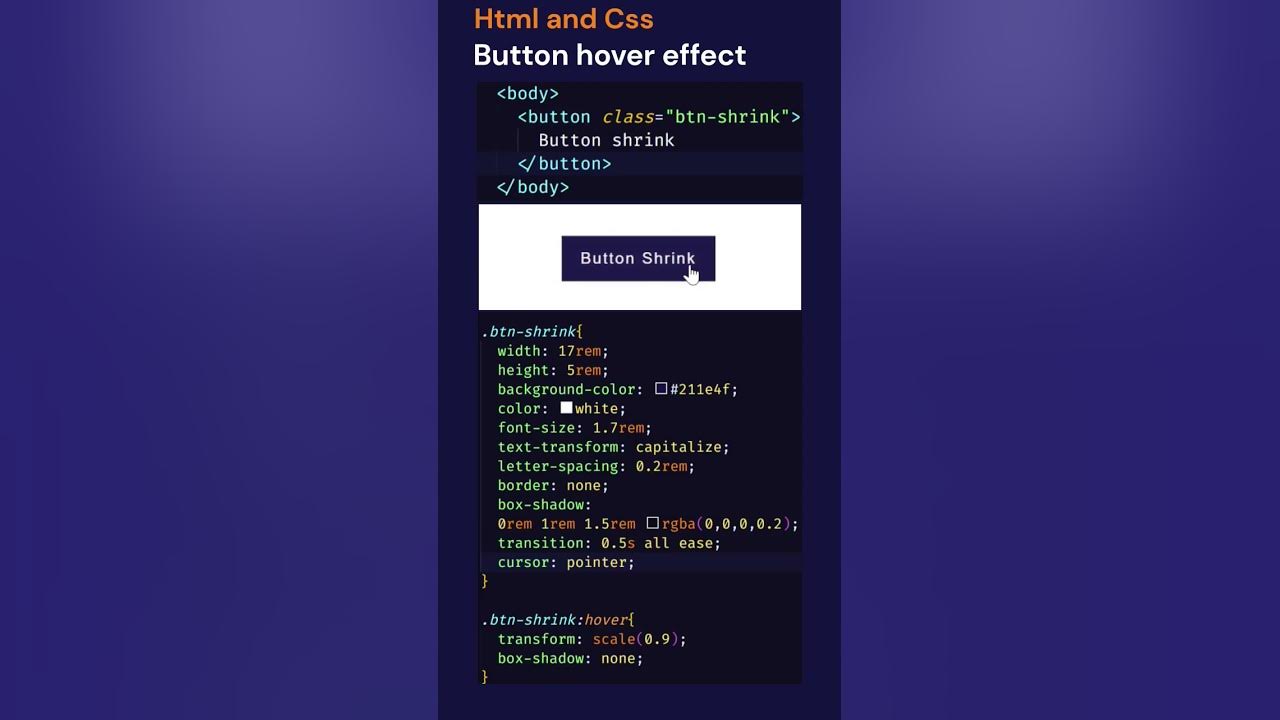 Button Shrink Hover Effect Html And Css Html Css Animation Hover