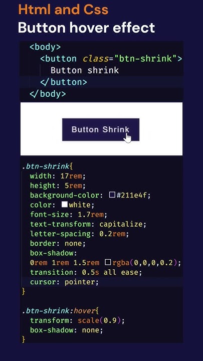 Button Shrink Hover Effect Html And Css Html Css Animation Hover