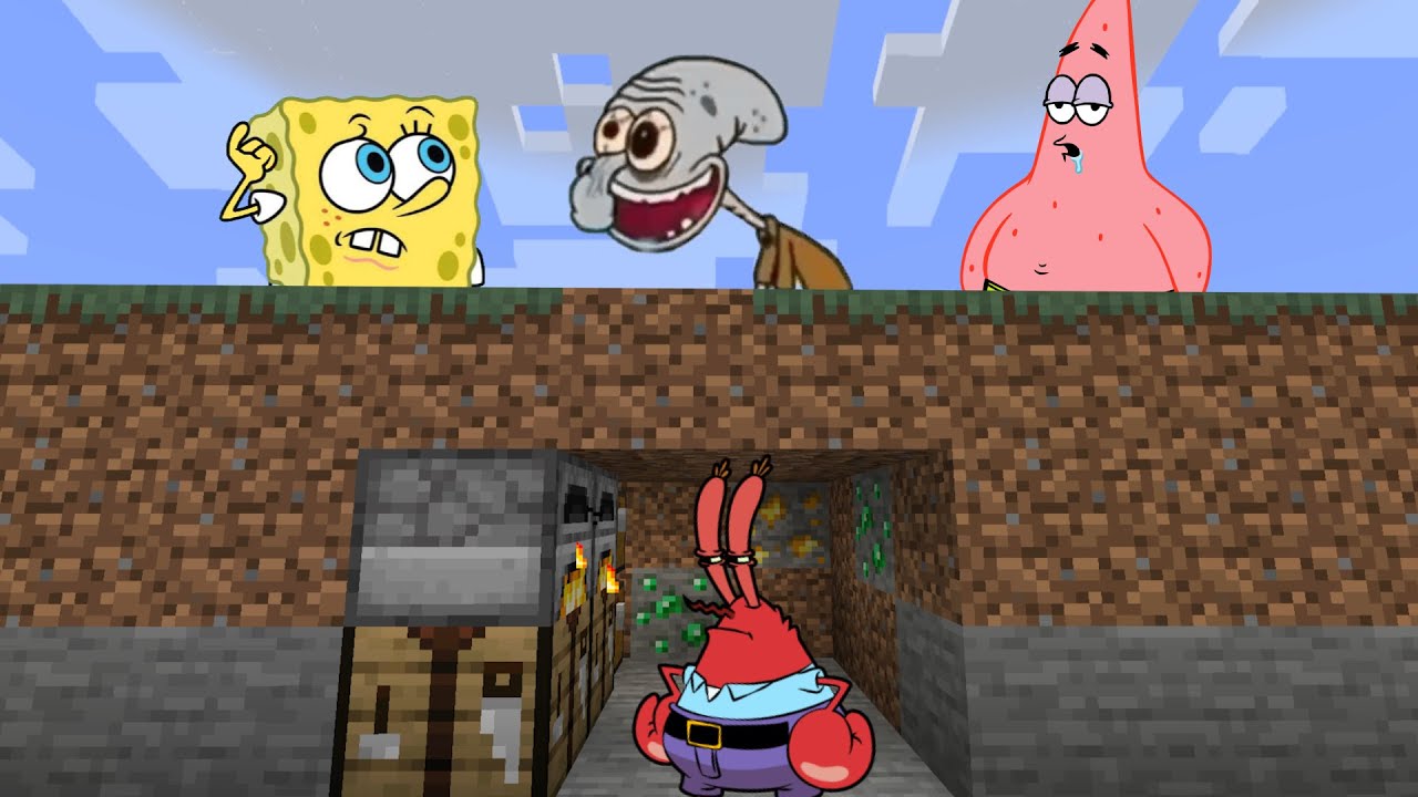 Minecraft Speedrunner Mr. Krabs VS 3 Hunters - YouTube