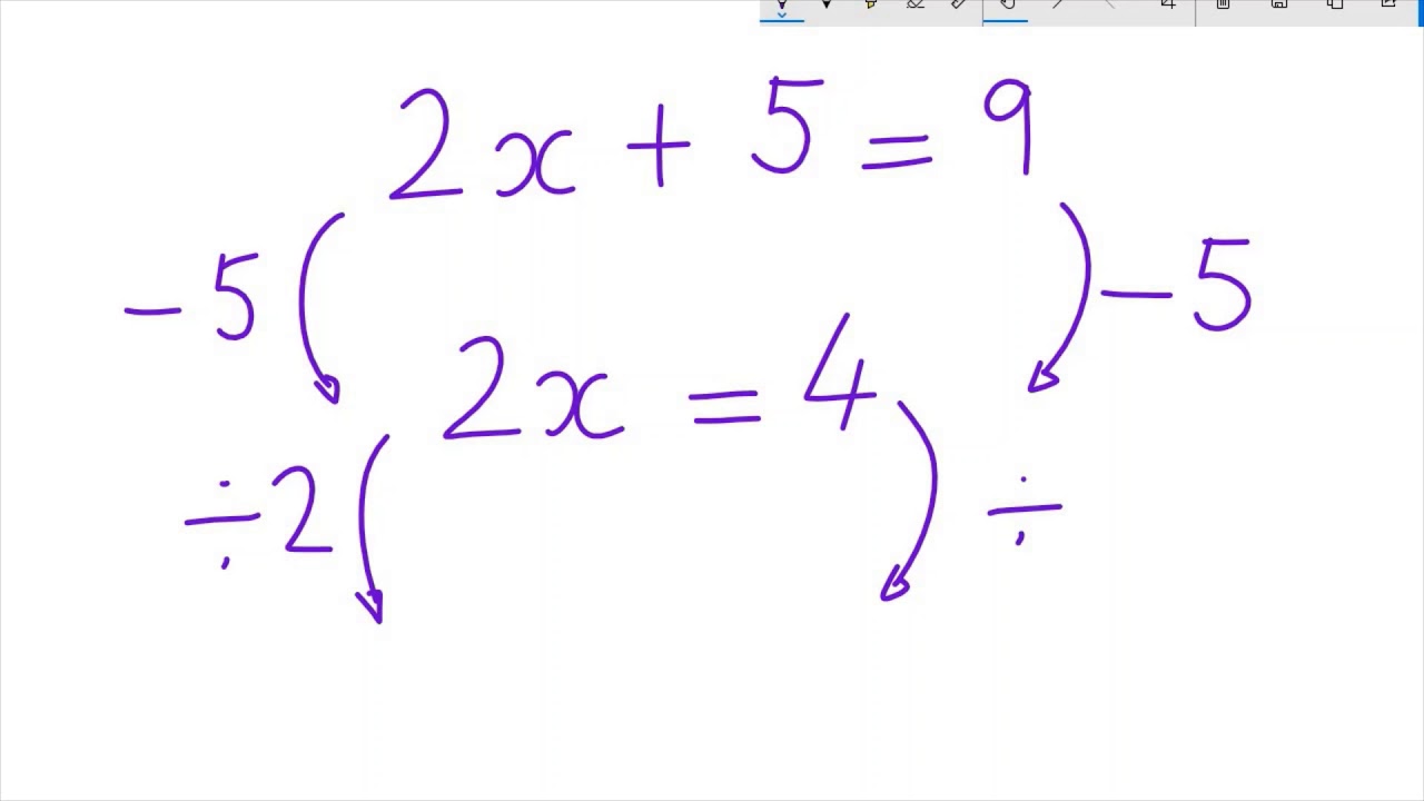 Solving linear equation 2x+5=9 - YouTube