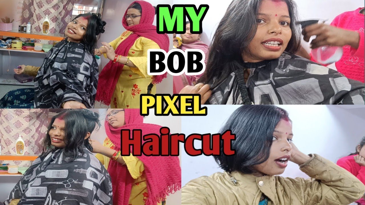 MY NEW Bob pixel hair CUT🥰....#Haircut#dalyvlog #haircutvedio#Hairstyle ...