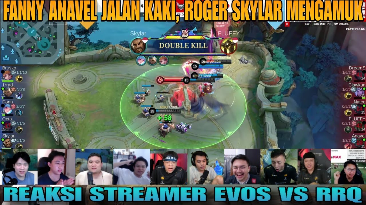 REAKSI STREAMER - FANNY JALAN KAKI, ROGER SKYLAR MENGRAUL!!! EVOS VS ...