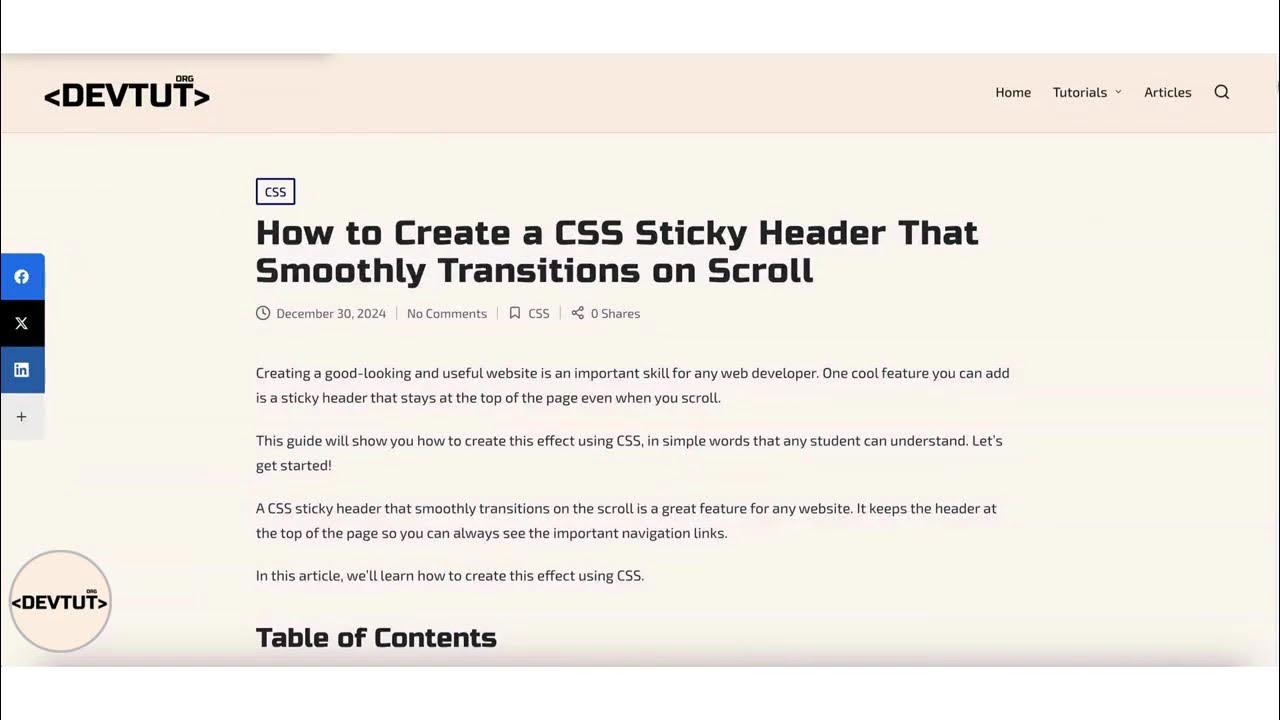 How to Create a CSS Sticky Header with Smooth Scrolling Effects - YouTube