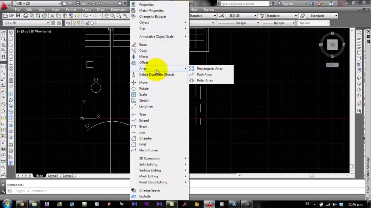 autocad 2013 tutorial en español 8 : panel modify parte 2 - YouTube