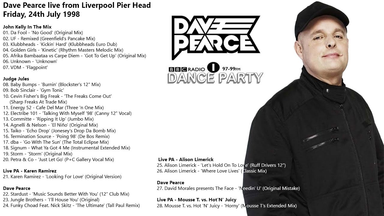 Dave Pearce - Radio 1 Dance Party #2 - Liverpool - 24 July 1998 - YouTube