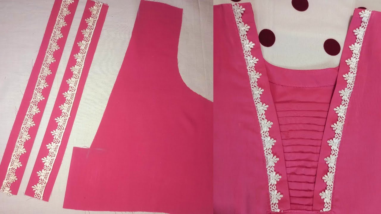 V Shape Neck Design With lace💞Simple Neck Design Cutting and Stitching ...