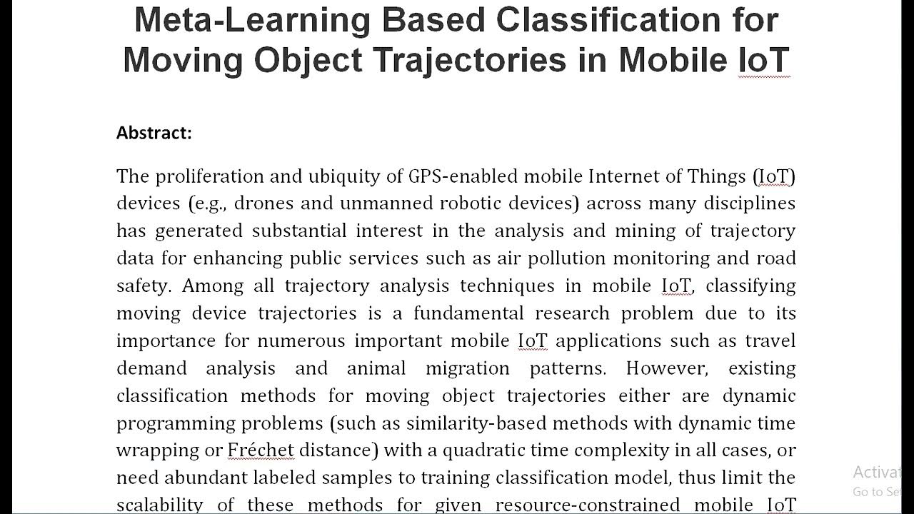 Meta Learning Based Classification for Moving Object Trajectories in Mobile IoT - YouTube