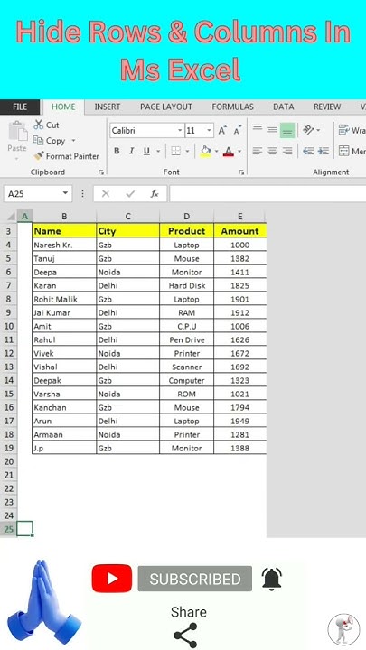 Hide Rows & Columns In Ms Excel | ExcelGyan_01| #viral #reels #shorts #excel #exceltips 😱😱😱😱😱😱😱😱 ...