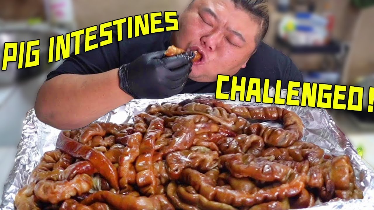 The 250 kg fat man challenged to eat 3 kg of pig intestines, which is ...