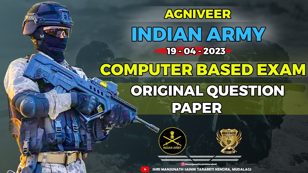 AGNIVEER INDIAN ARMY | ORIGINAL QUESTION PAPER | APRIL 19,2023 | ONLINE ...