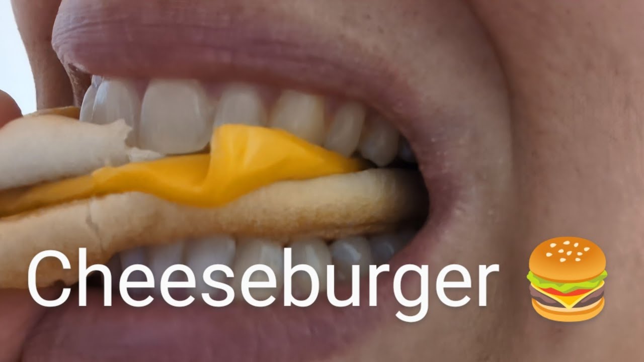 Cheeseburger Eating Close Up - YouTube