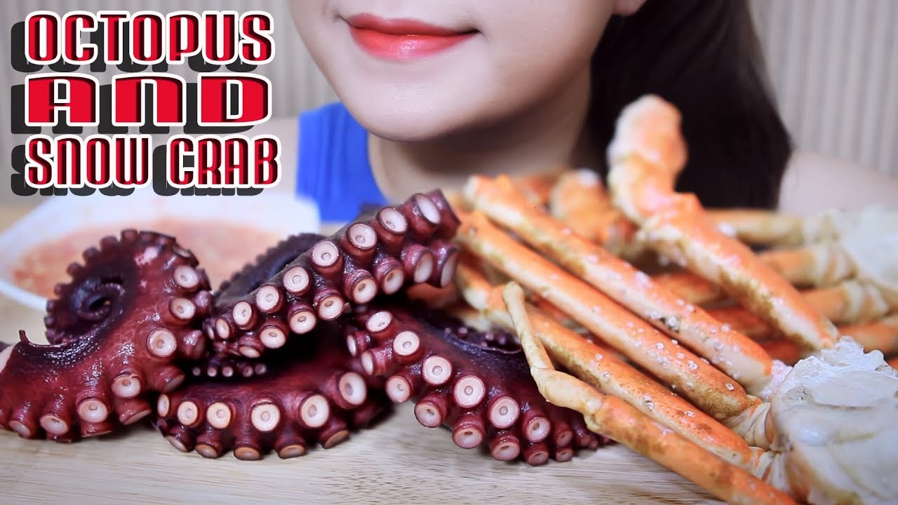 ASMR SEAFOOD PLATTER (octopus and snow crab) EATING SOUNDS | LINH ASMR ...