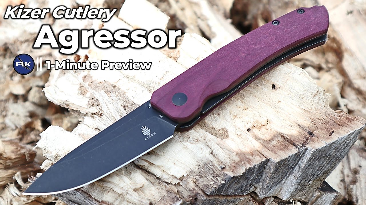 Kizer Agressor Knife with 3V Steel & Richlite | 1 Minute Preview ...