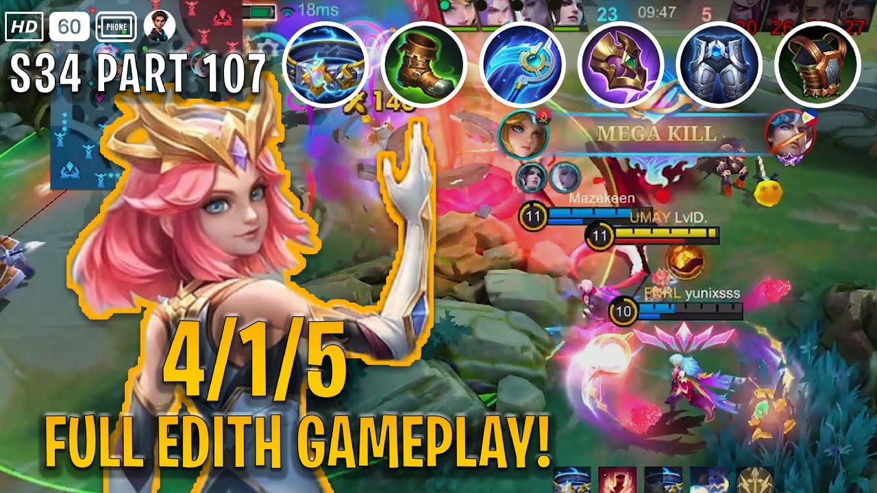 Mobile Legends - Part 107 Season 34: Full Edith Gameplay - YouTube