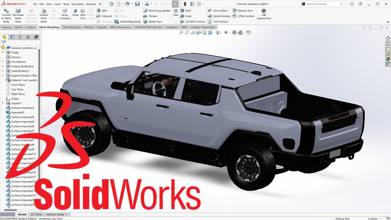 Blender to Solidworks - GMC Hummer EV 2022 - YouTube