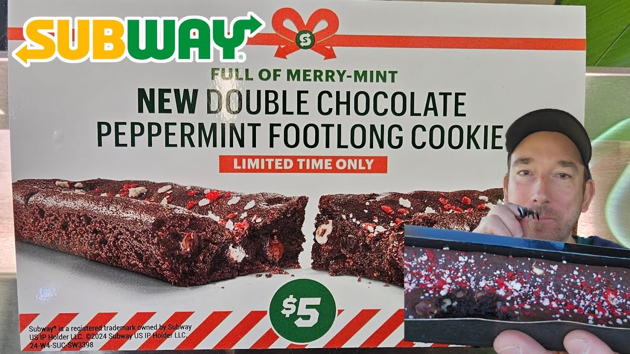 Trying the New Subway Double Chocolate Peppermint Footlong Cookie # ...