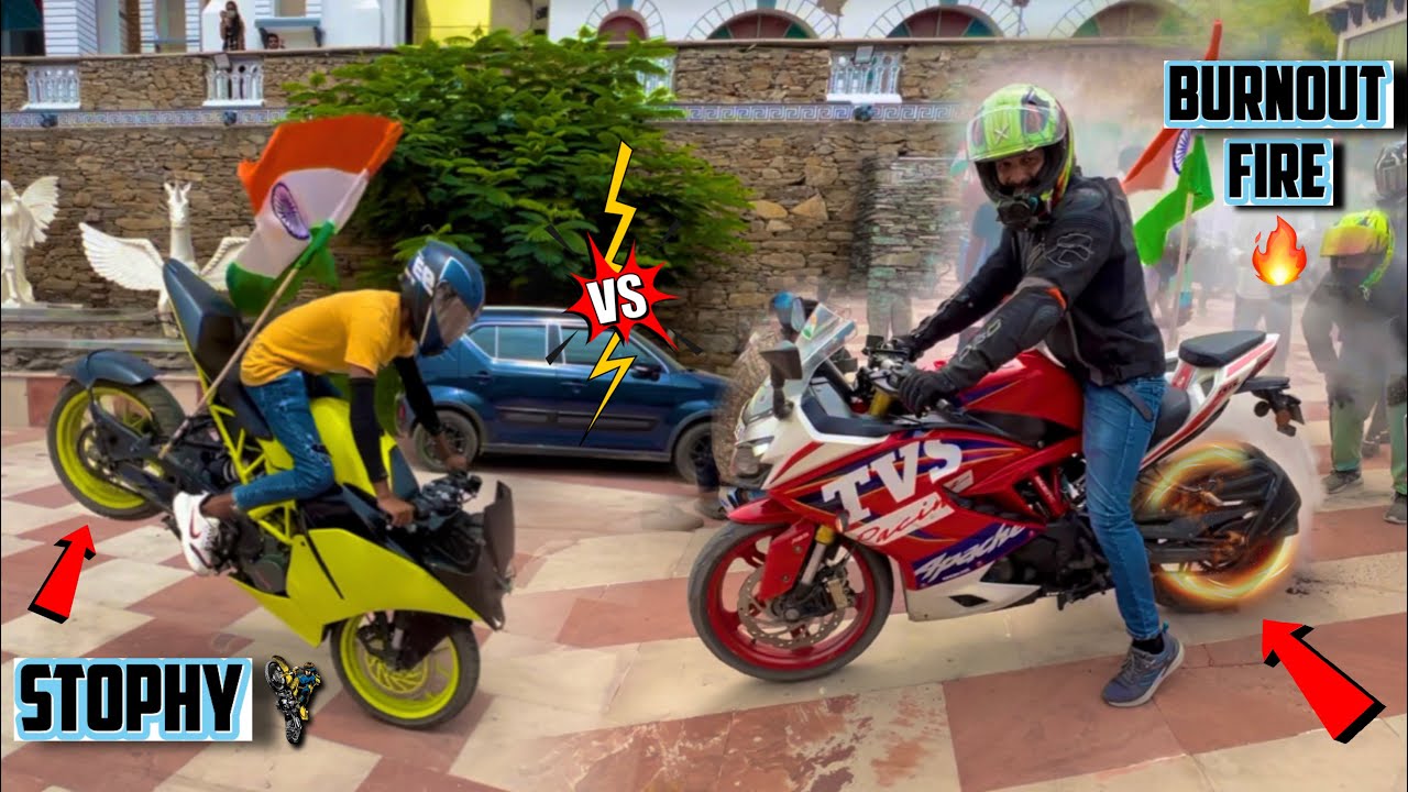First Fire Burnout On Superbike 😨!! KTM CRAZY Stophy Gone Wrong 😱 ...