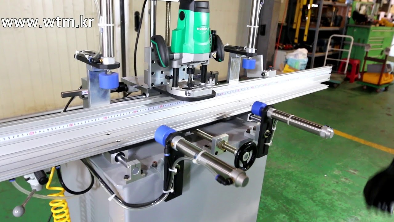 Router processing machine PVC창호 하이샤시창호 SF 자동손잡이 홈가공용 루터가공기 - YouTube