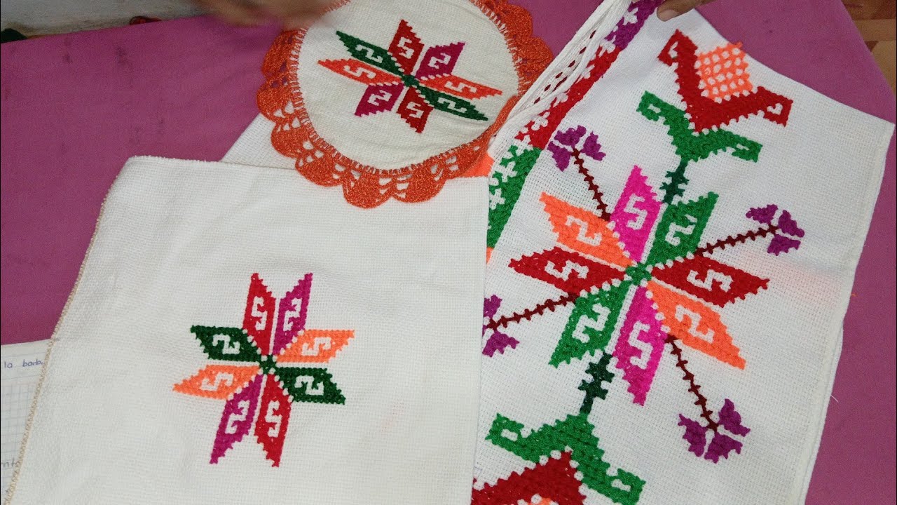 Clase #6, como bordar la estrella de los vientos, bordado tenek - YouTube