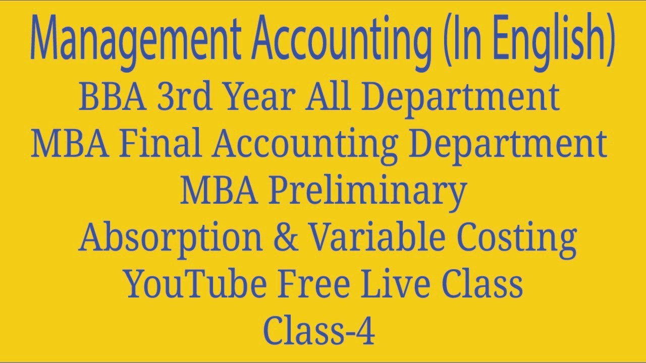 Management Accounting// BBA 3rd Year// MBA Preliminary// MBA Final ...