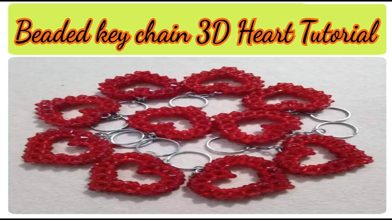 Beaded 3D Heart key chain tutorial Part 1 - YouTube