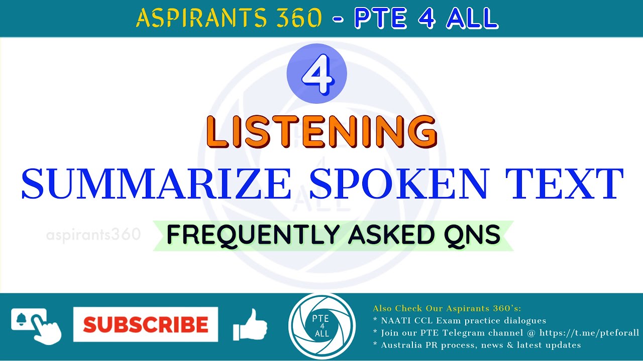 4 - PTE EXAM - LISTENING - SUMMARIZE SPOKEN TEXT (SST) - Free Practice ...