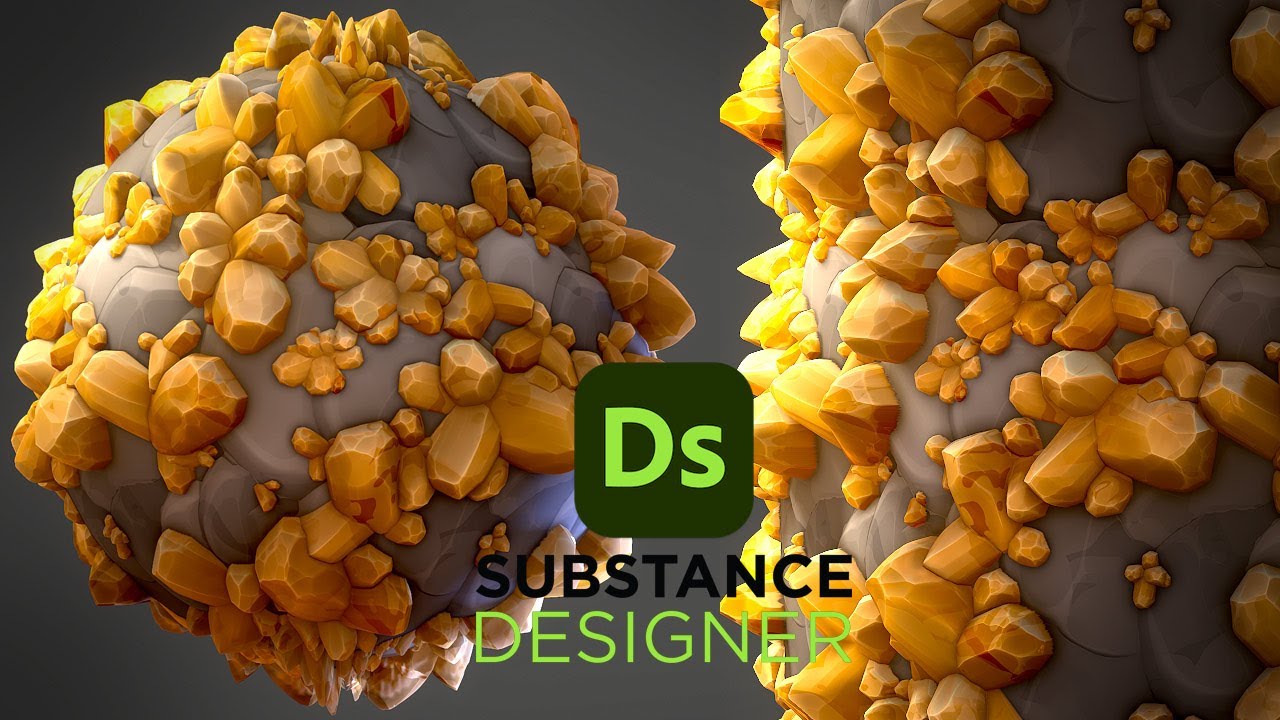 Stylized Rock with Crystal - Substance 3D Designer - YouTube