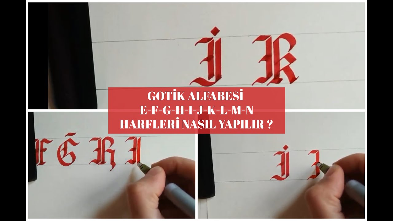 KALİGRAFİ DERSLERİ 5 | GOTİK ALFABESİ | BÜYÜK Harfler Nasıl yapılır? |E ...