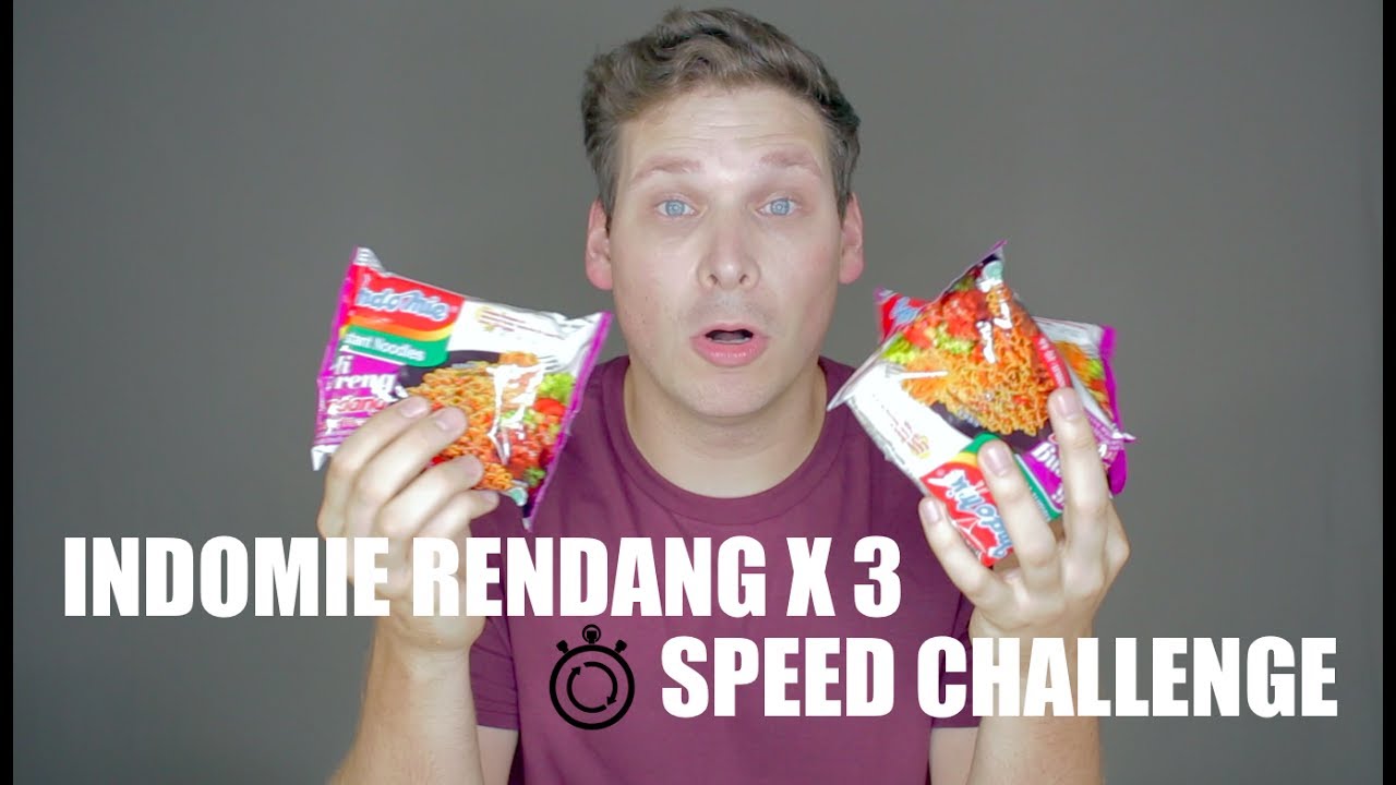 Indomie Rendang Instant Noodles X3: SPEED Eating Challenge - YouTube