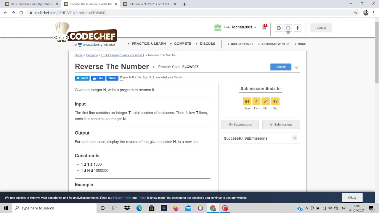 DSA||Reverse the number | codechef challenge solutions| january 2021 challnege |chef & ants ...