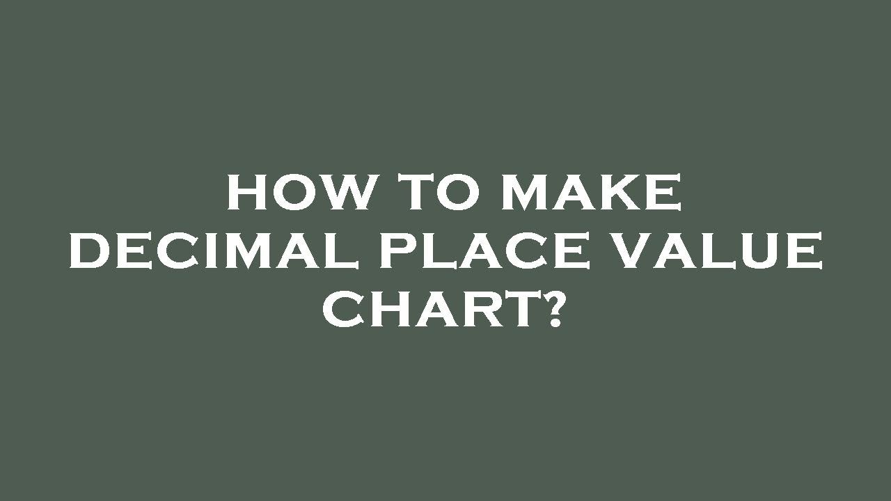 How to make decimal place value chart? - YouTube