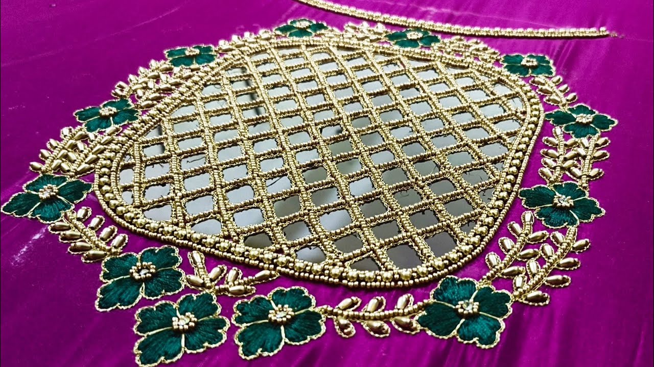 unique aari work blouse design | heavy cut work | bhuvana | Tamil - YouTube
