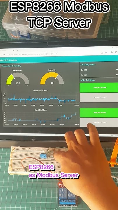 ESP8266 Modbus Server, and Node-RED as Client, Control Relay in Coils and DHT-11 in Holding ...