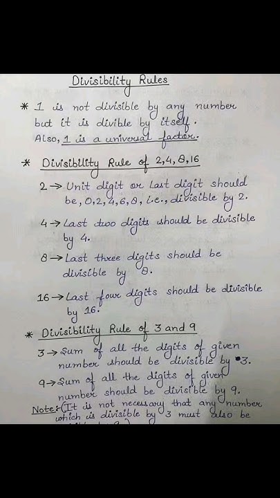 Divisibility Rules 2,3,4,5,6,7,8,9,10,11,12,&13 #inspiration #success ...