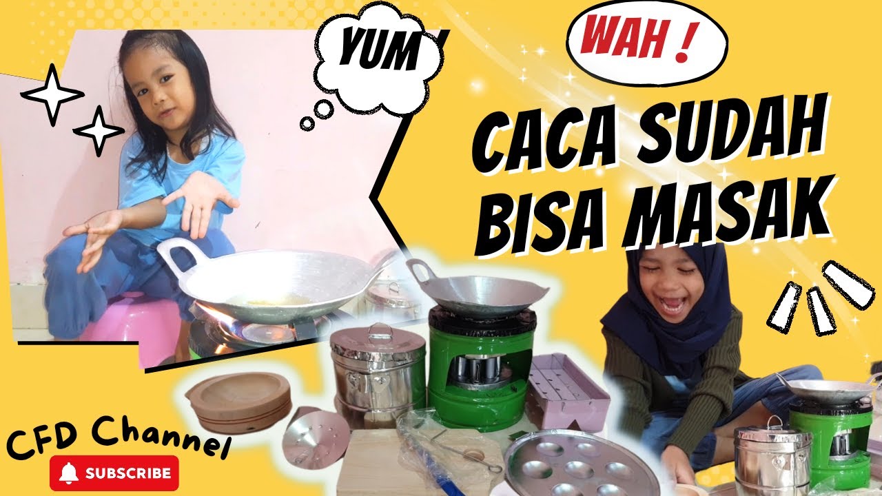 MAIN MASAK MASAKAN KOMPOR MINI BERSAMA CACA | MAINAN MASAKAN MINI |KIDS ...