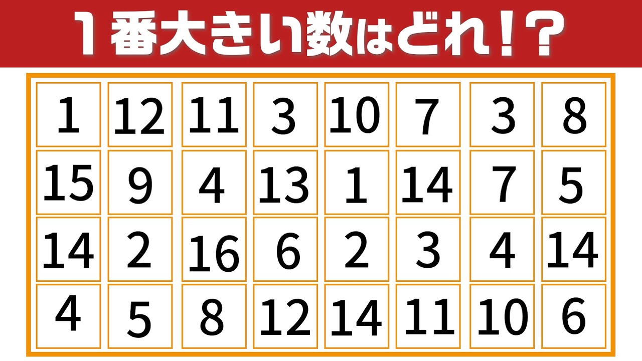 【集中力テスト】一番大きい数字探し【観察力を鍛えよう】 Youtube