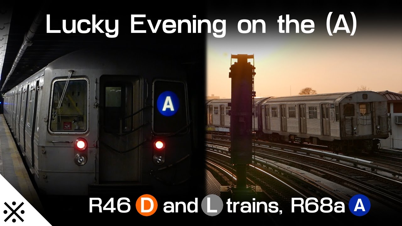 Evening A trains (R46 D & L trains, R68A A train) - YouTube