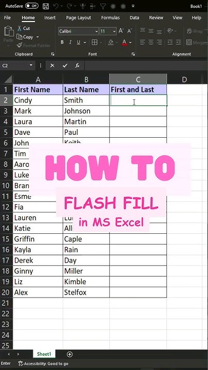 FLASH FILL: Full Name - Excel Tips and Tricks #excel #excelsolutions #spreadsheets #flashfill ...