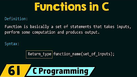 Functions in C | Chapter - 5 | C Programming - YouTube