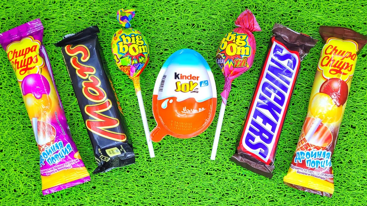 lollipops and kinder Joy opening 🍭 yummy rainbow lollipop ASMR # ...