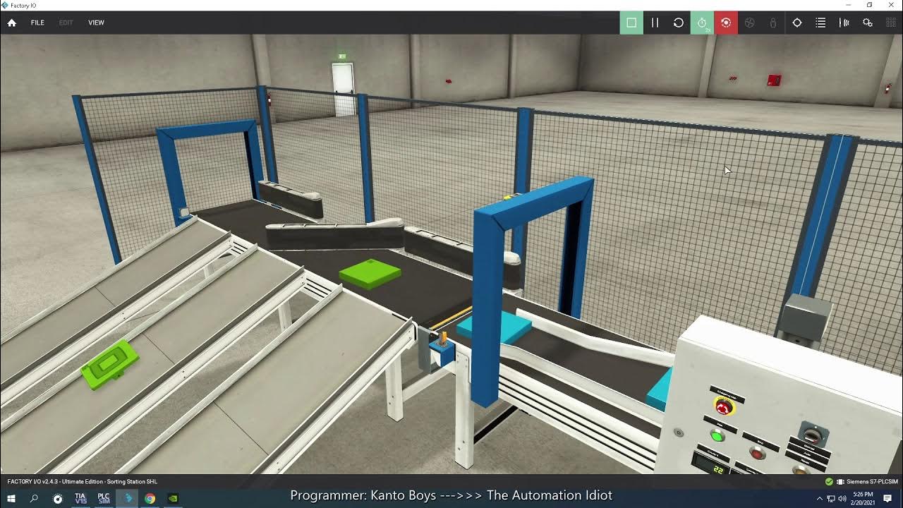 Factory IO Sorting Station Exercises Control with Siemens S7 1200 TIA Portal 15 PLC Simulator ...