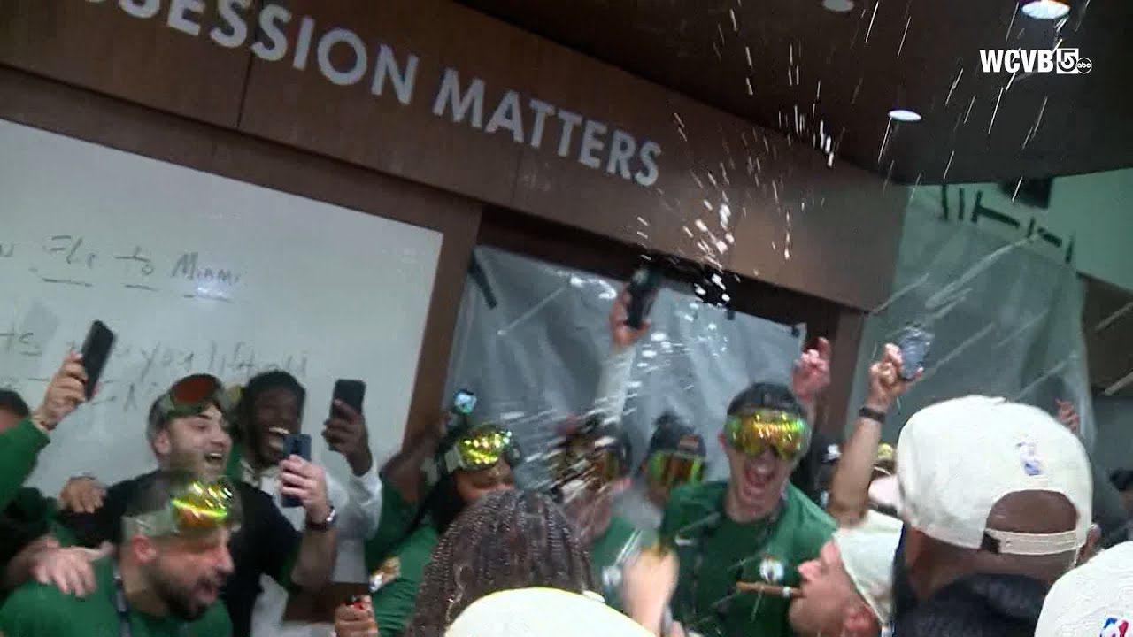 How Celtics locker room celebrated after winning NBA Championship - YouTube