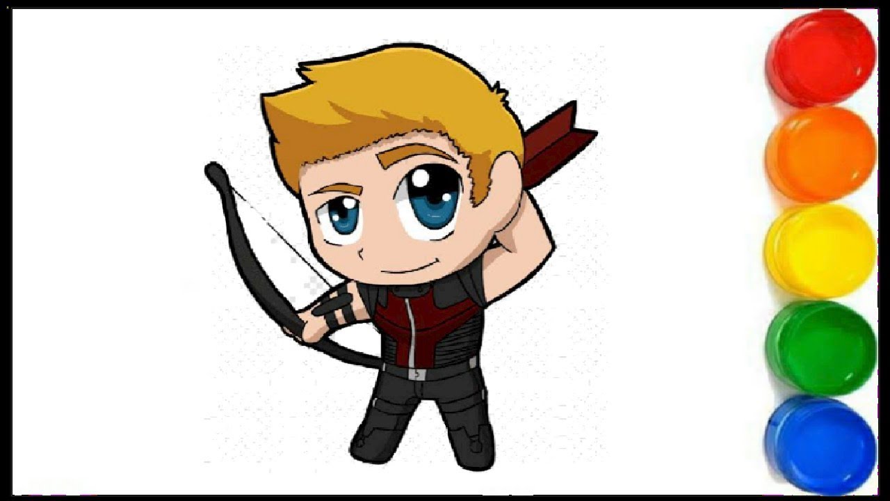 Hawkeye easy cute drawing for kids - YouTube