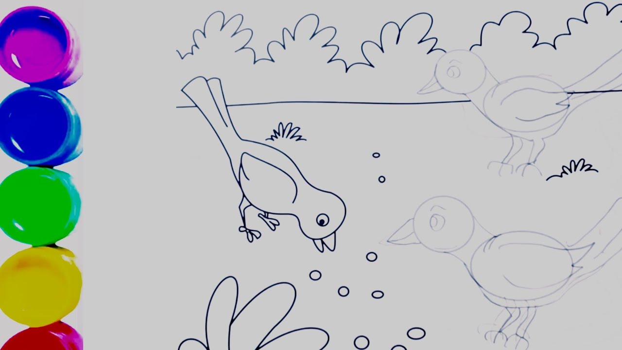 How to draw grain eating Birds 🐦🐦🐦, drawing for kids and toddlers|Bird ...