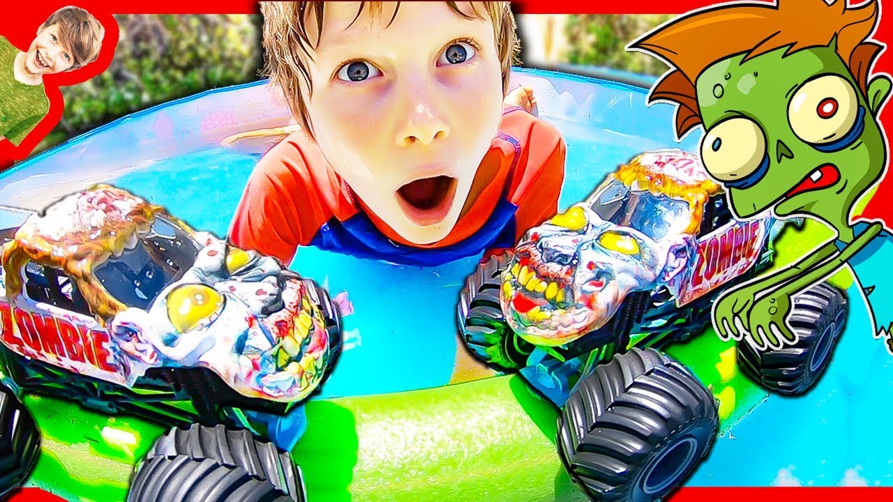 MONSTER TRUCK ZOMBIE POOL! - YouTube