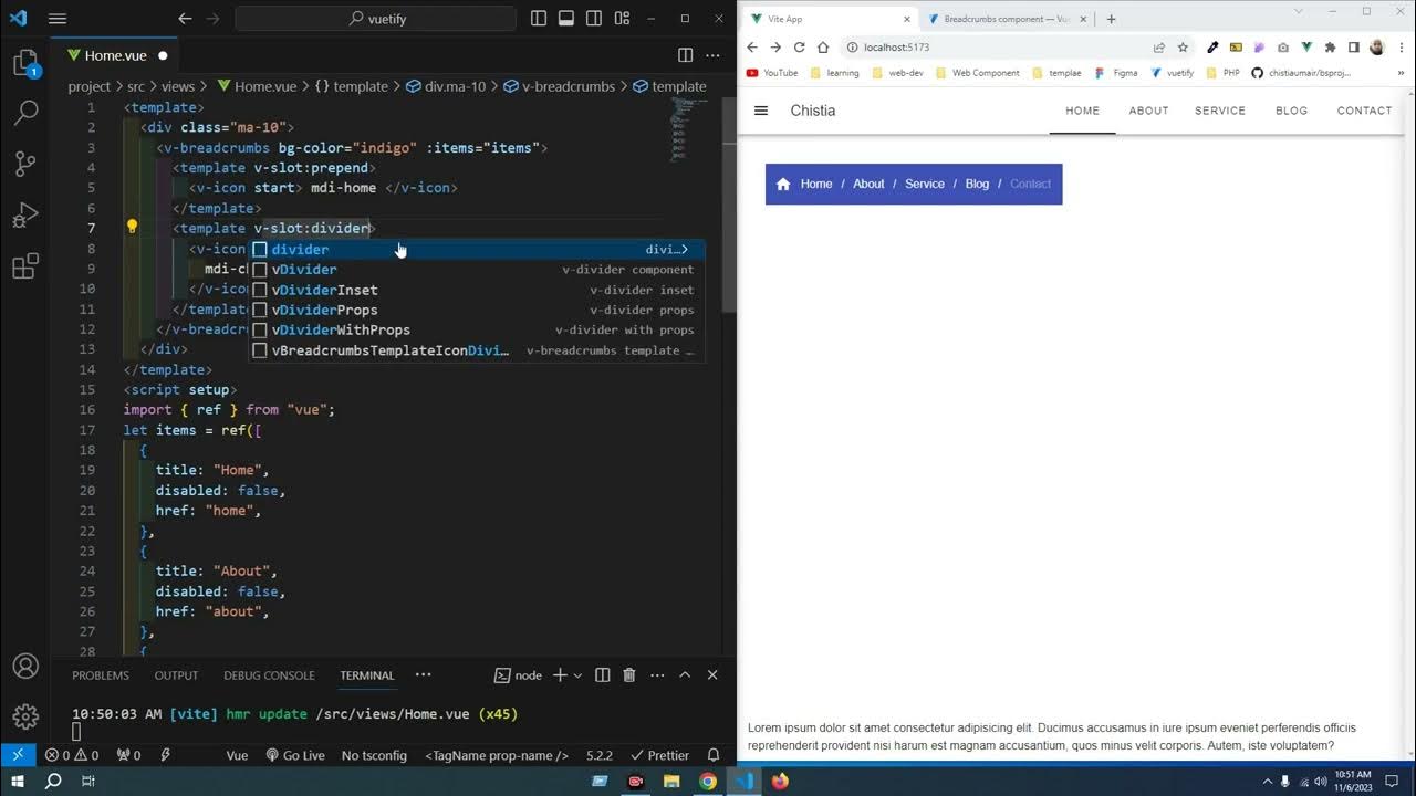 Breadcrumbs in vuetify - YouTube